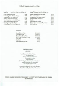 Menus - Cock Inn